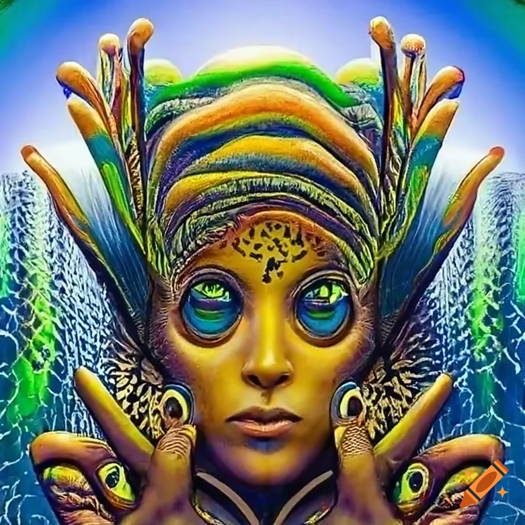 Portrait of dillon e.t. with painted concentric circles on his face