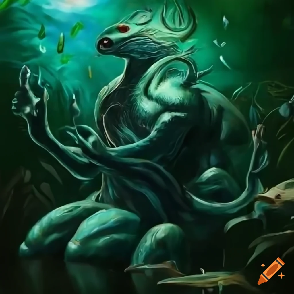 Oil painting of an elegant aquatic mythical creature on Craiyon