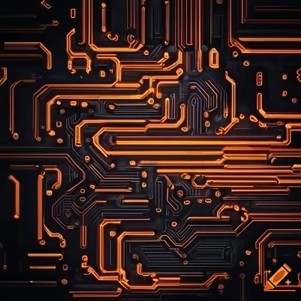 Abstract artwork of glowing circuit boards on Craiyon