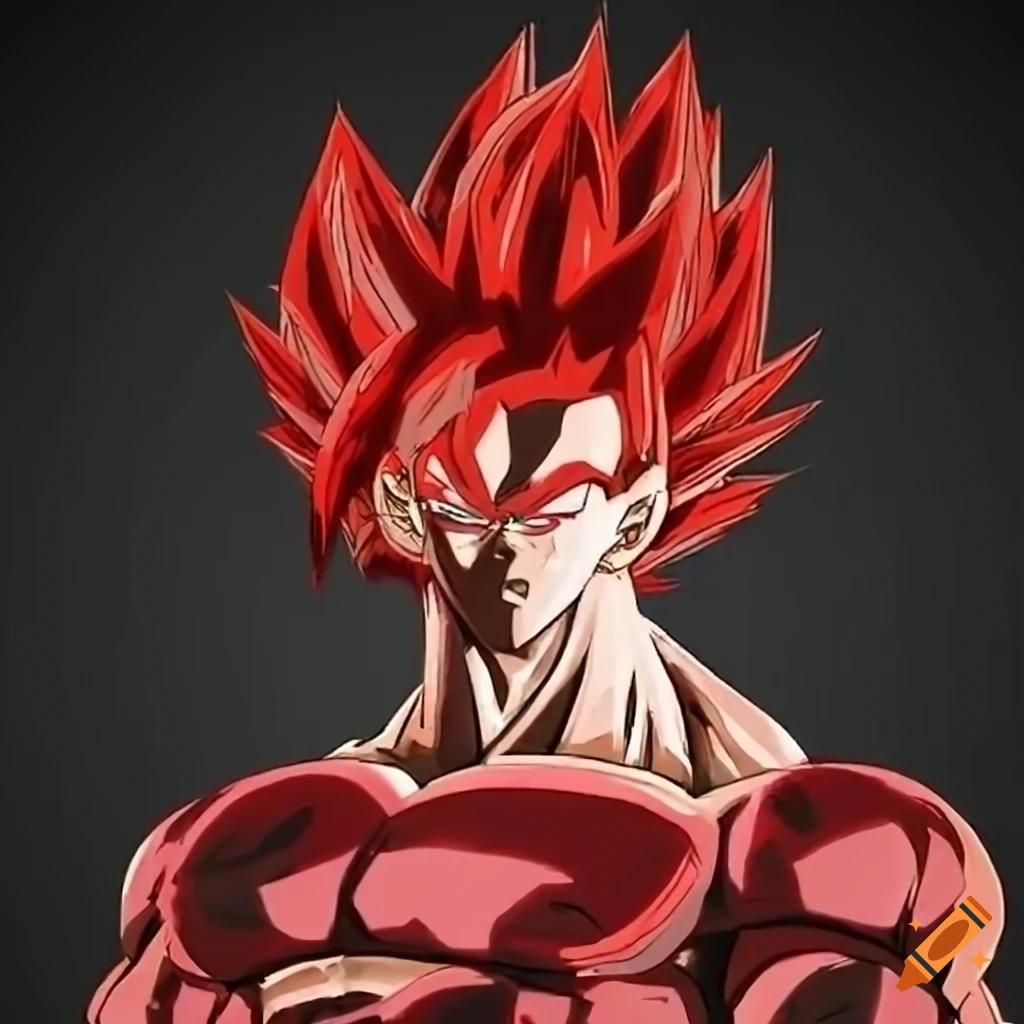 Digital art of a crimson super saiyan