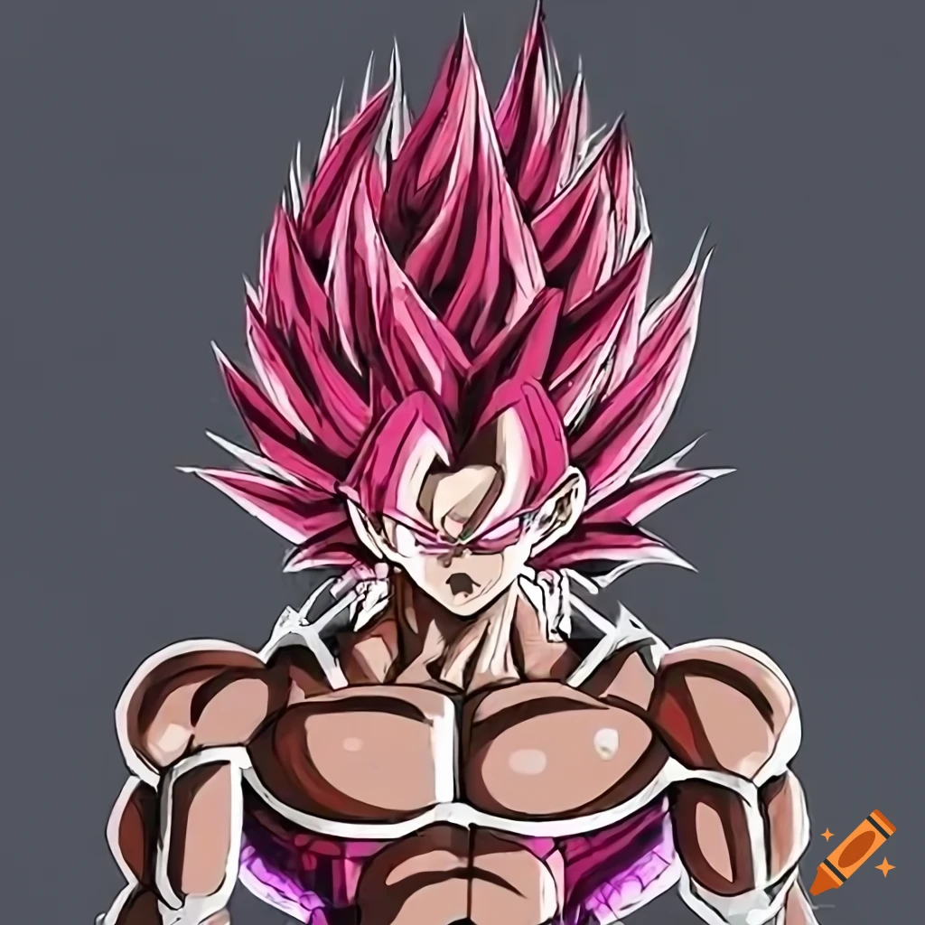 Digital art of a crimson super saiyan