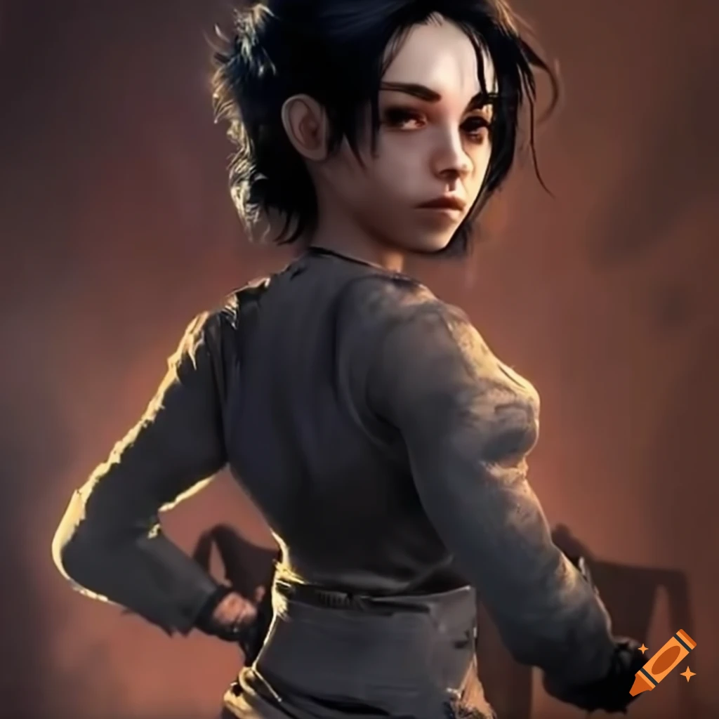 Character from fallout video game with black hair