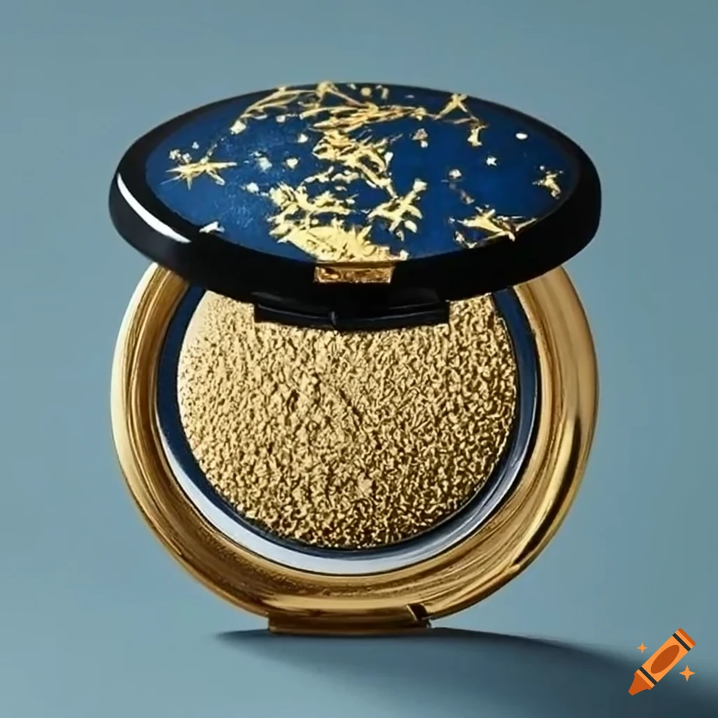 Modern design compact powder in celestial gold