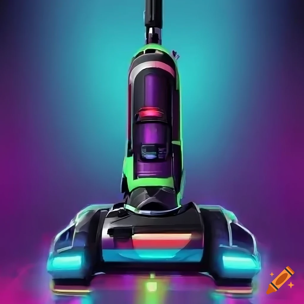 Futuristic cleaning machine with multiple tools and wheels on Craiyon