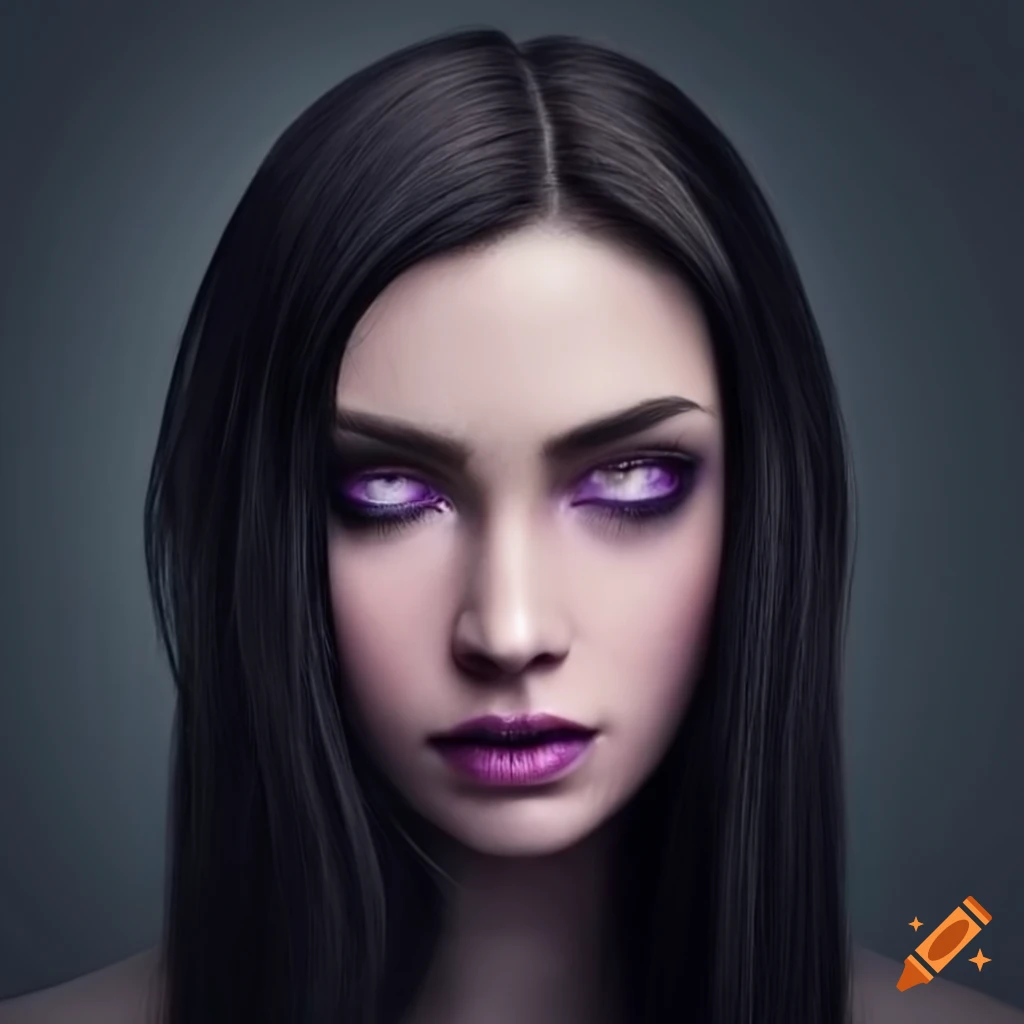 Portrait of a stunning woman with purple eyes