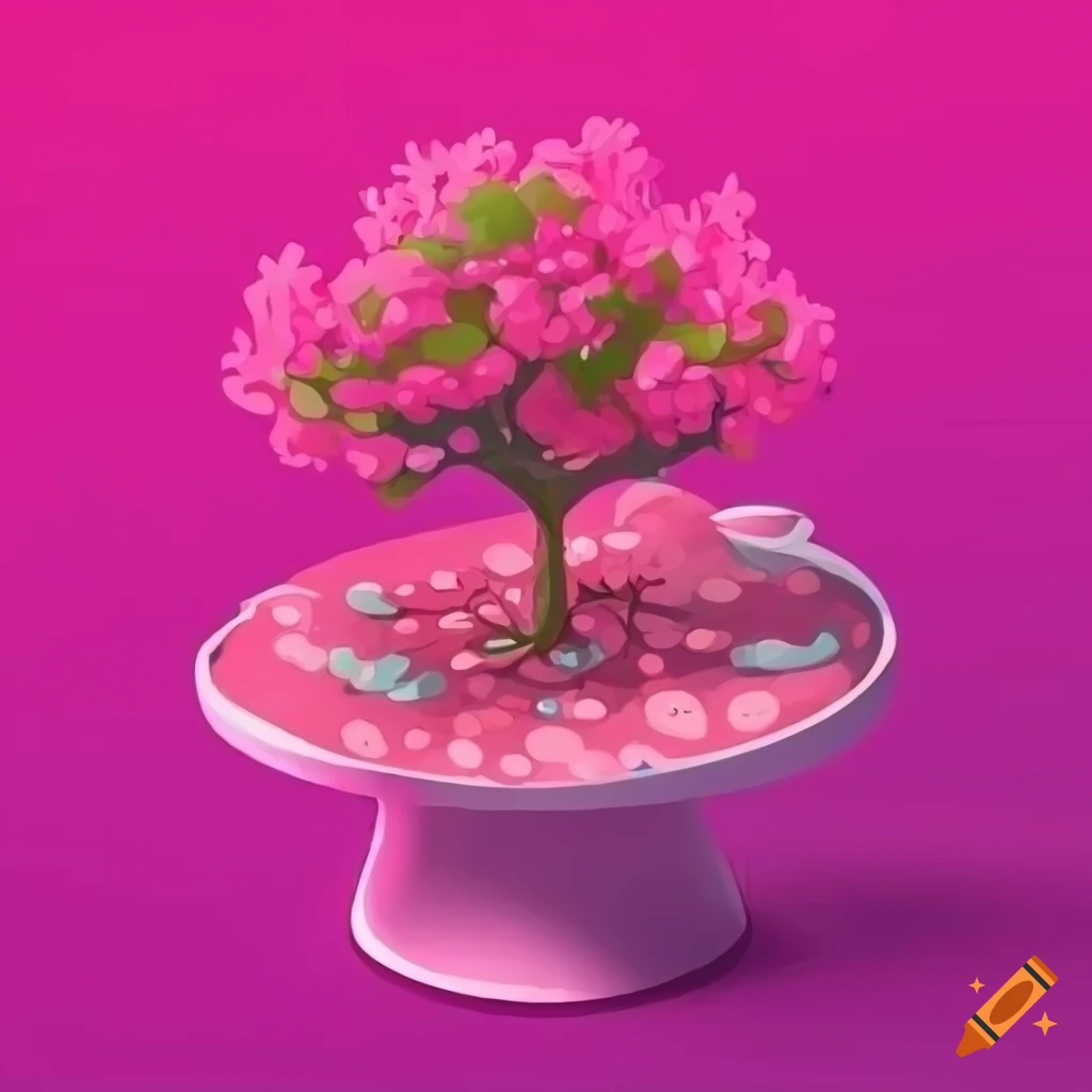 2D isometric game art of pink azalea bushes on Craiyon