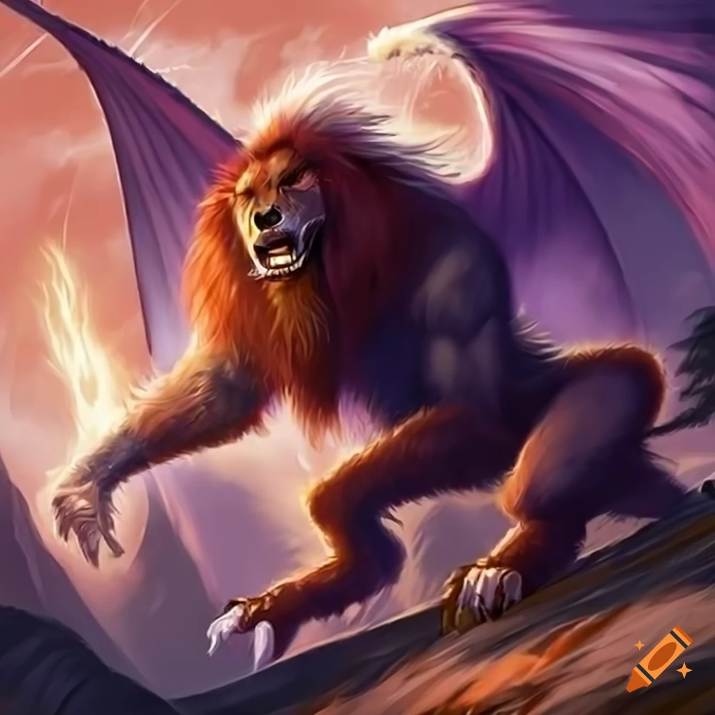 Fantasy painting of a manticore on Craiyon