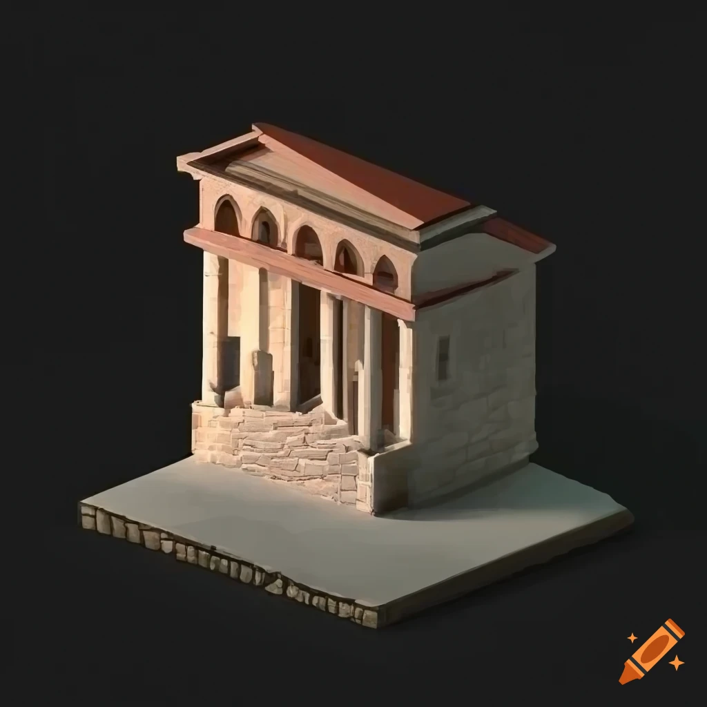 Isometric view of a roman house in volubilis