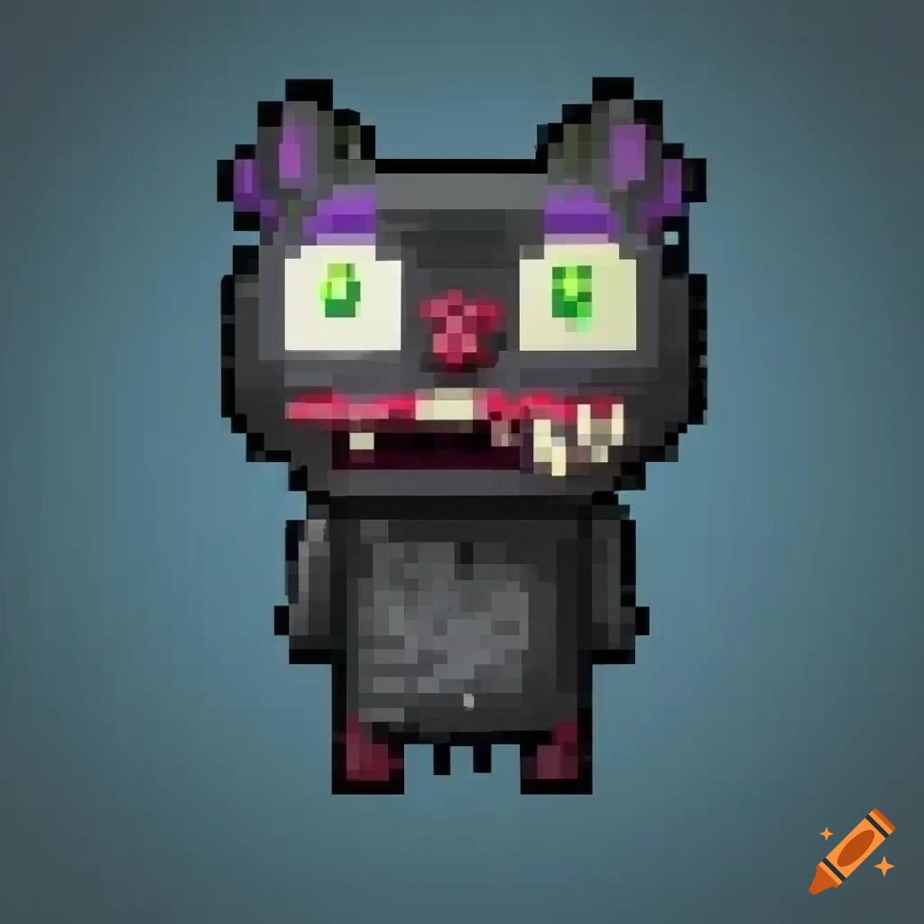 Pixel art of a zombie cat on Craiyon