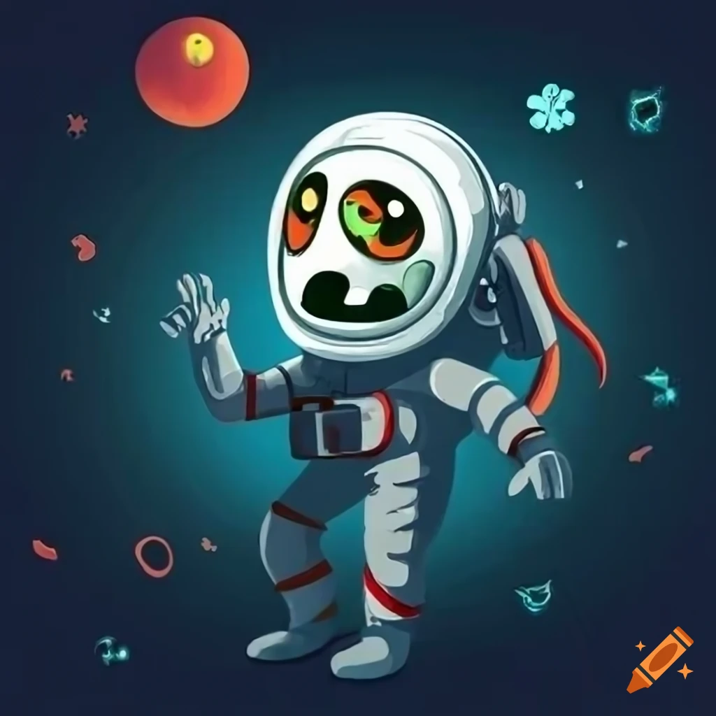 Spooky astronaut cartoon illustration