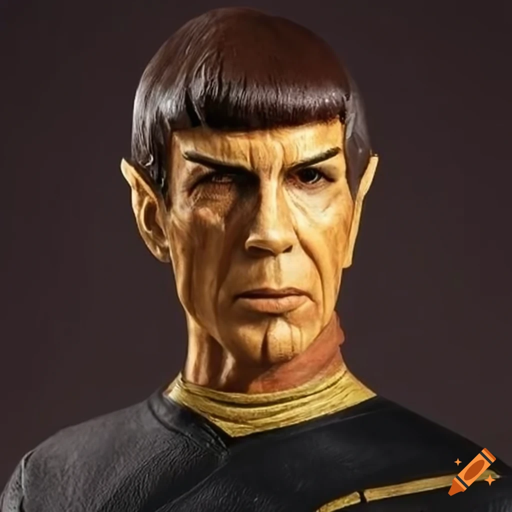 Wooden sculpture of spock from star trek on Craiyon