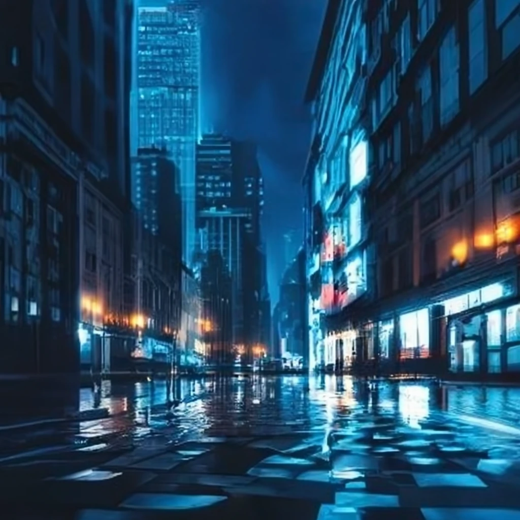 Abstract artwork of a radiant city street on Craiyon