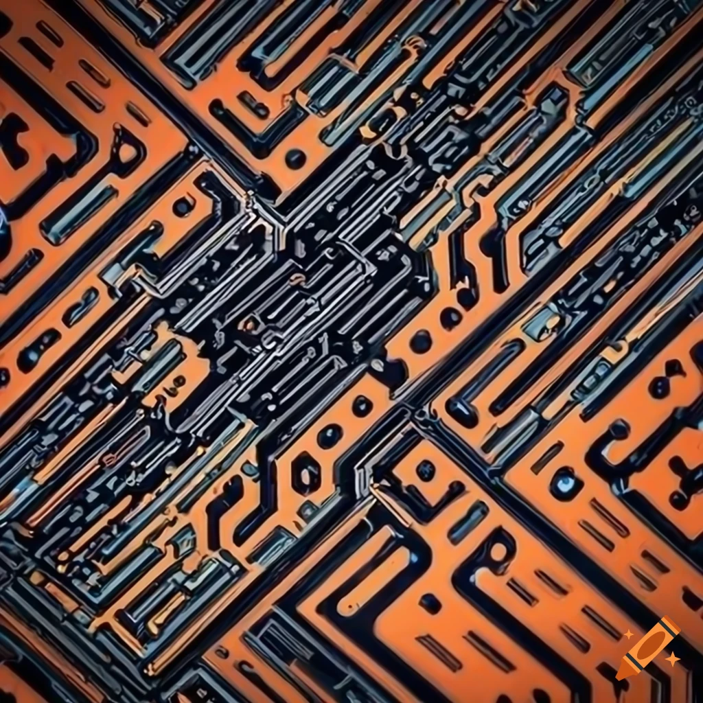 Abstract artwork of printed circuit boards representing future ...
