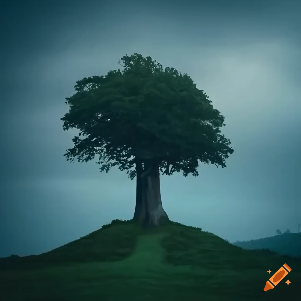 Image of a solitary elm tree on a hill