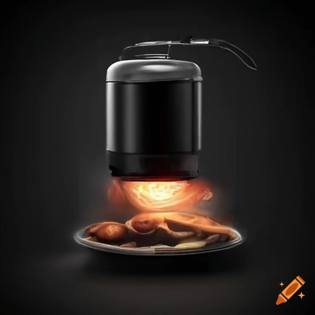 Realistic drawing of a black vacuum cooking food