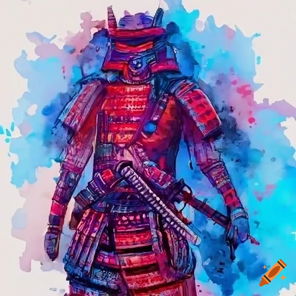 Stylized cyberpunk samurai artwork