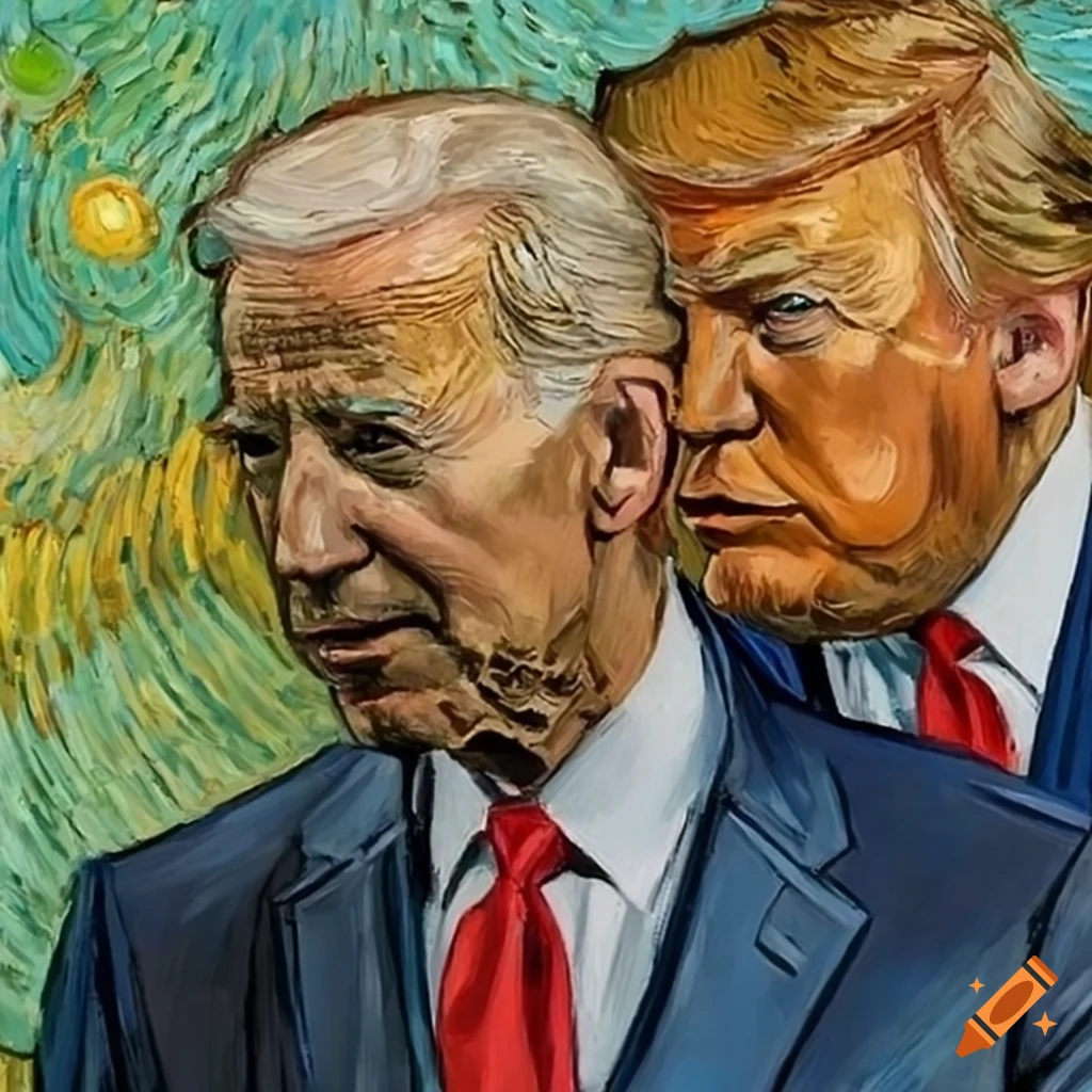Vincent Van Gogh's painting of Donald Trump and Joe Biden on Craiyon