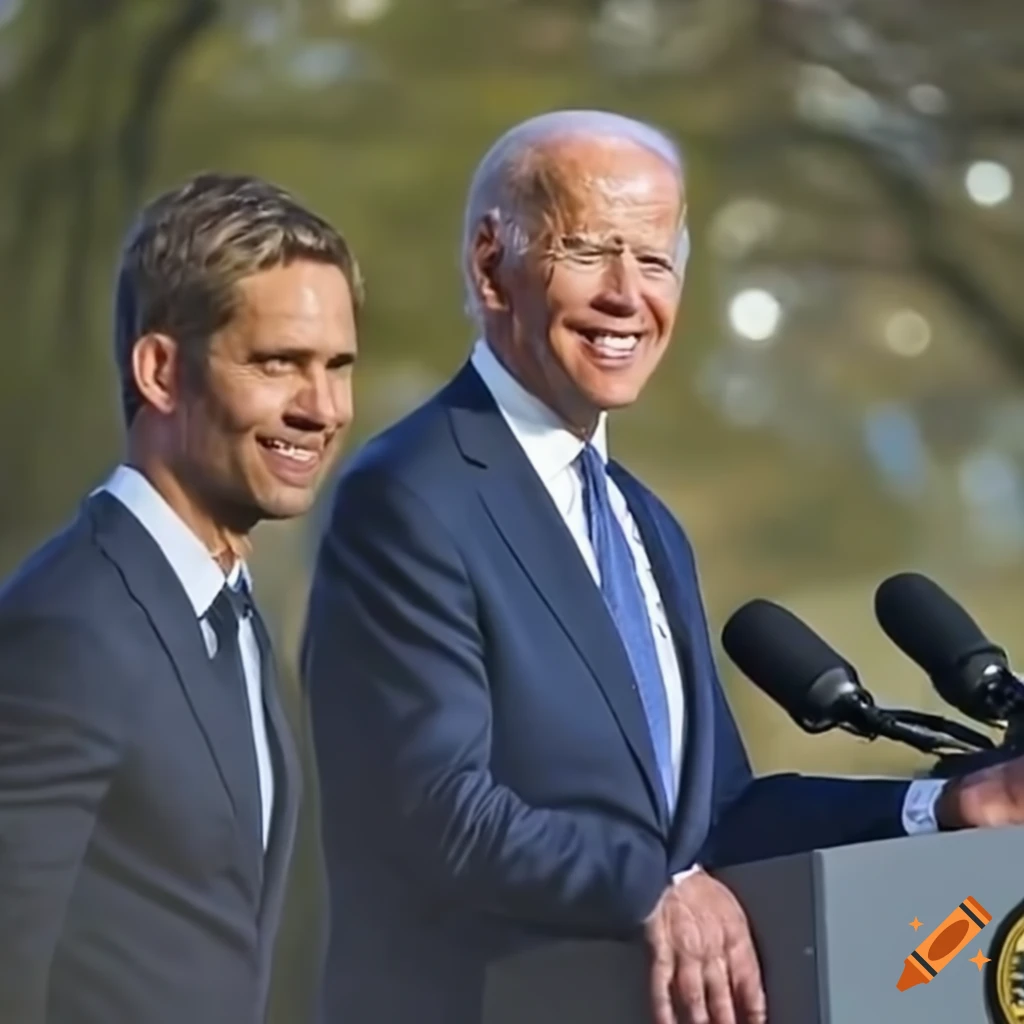 Paul Walker and Joe Biden meeting at the White House on Craiyon