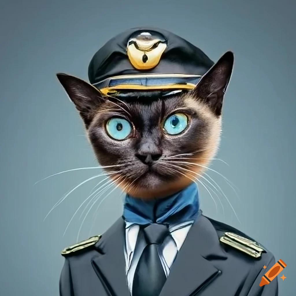 Cat dressed in naval admiral uniform on Craiyon