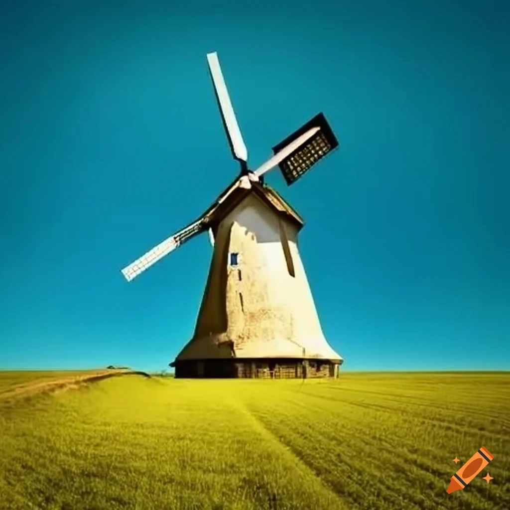 Landscape with farms and windmills on Craiyon