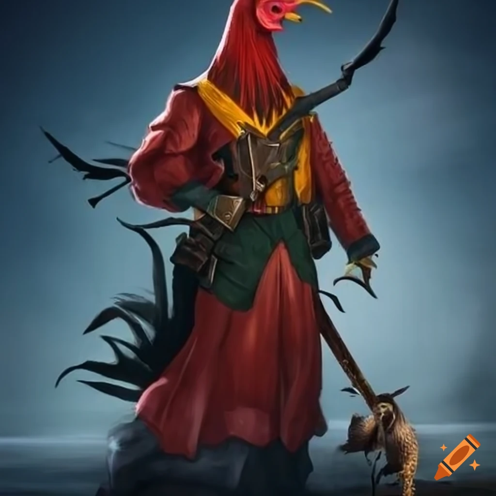 Illustration of a rooster in military uniform