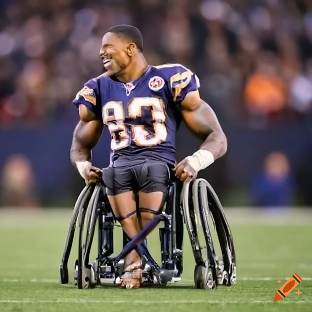 Nfl players in wheelchairs at hall of fame induction on Craiyon