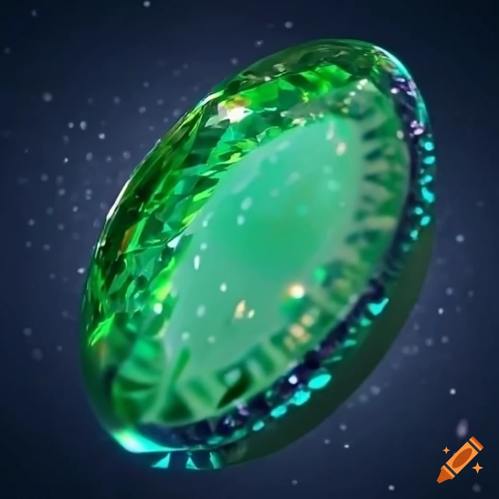 Hyper-realistic artwork of a radiant mermaid with emerald and diamond ...