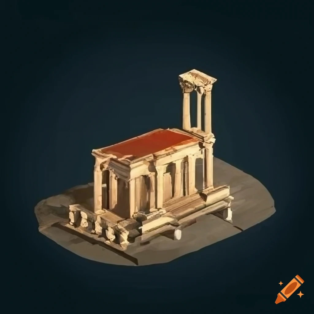 Isometric view of ancient roman buildings
