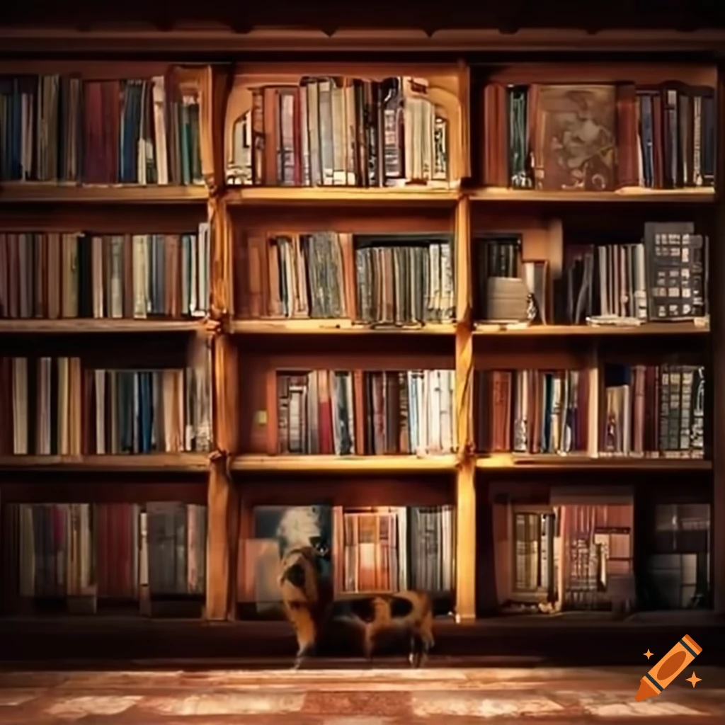 Cats in a library surrounded by books on Craiyon