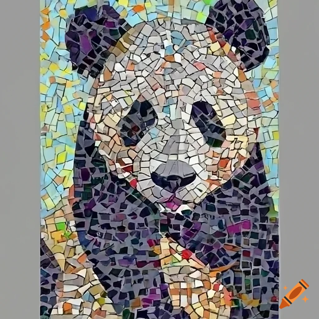 Pop art mosaic of a panda bear on Craiyon