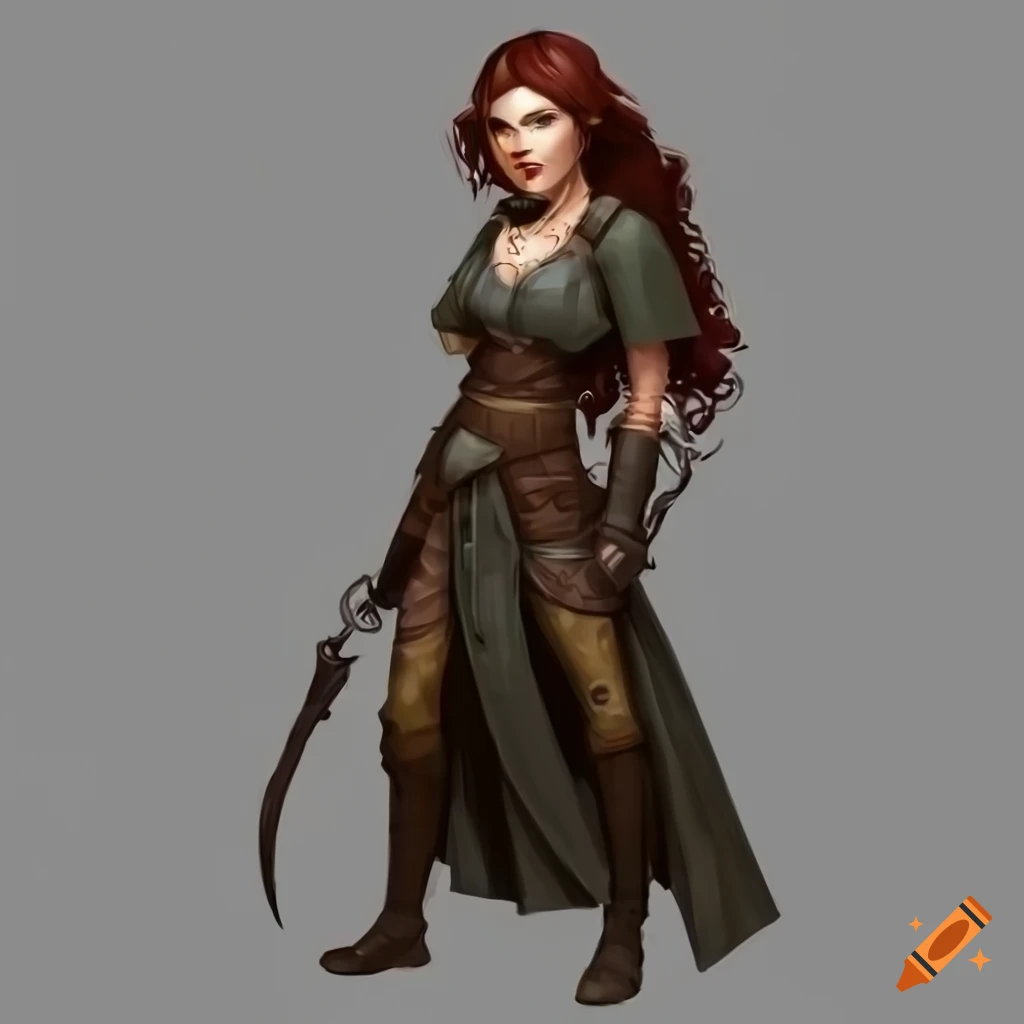 Smiling female rogue character in a rpg game on Craiyon