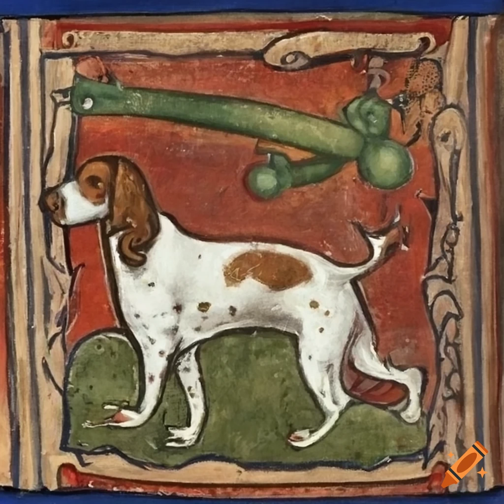 Medieval painting of a Welsh Springer Spaniel on Craiyon