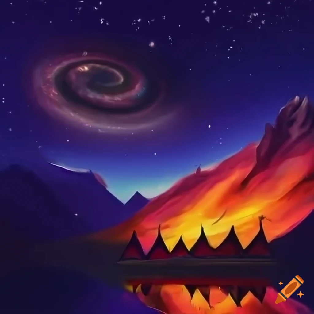 Realistic landscape drawing of a rocky, mountainous, barren alien ...