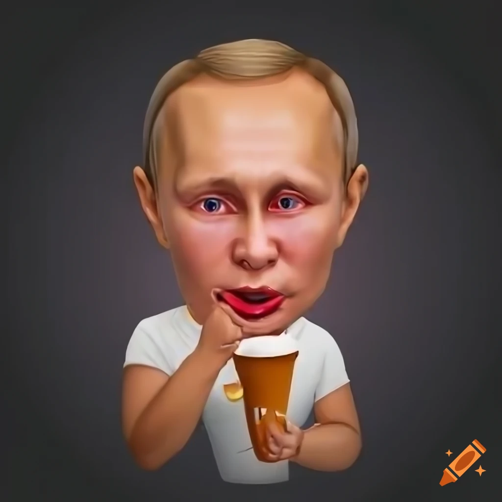 Cartoon Design Of Vladimir Putin Eating Ice Cream
