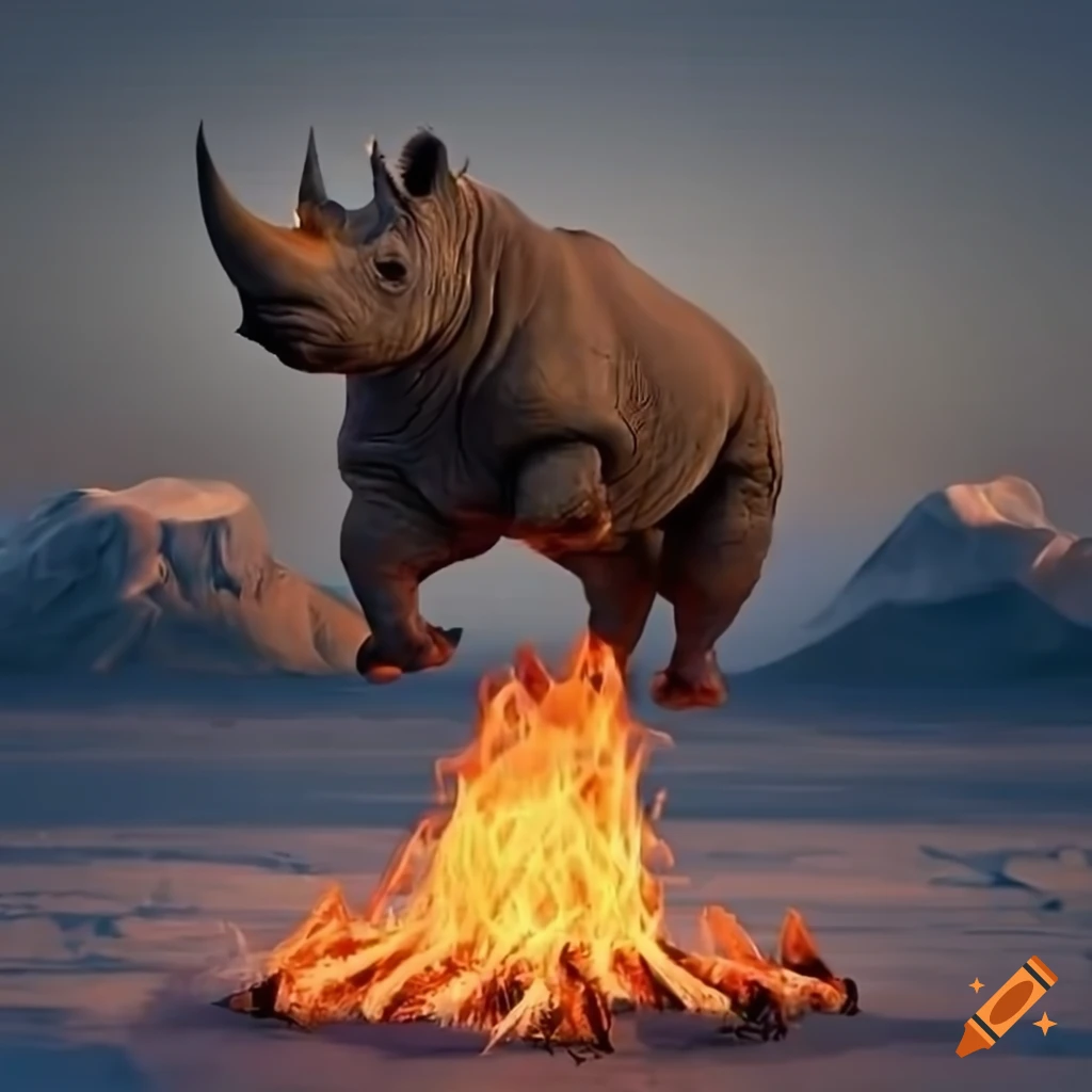 Realistic scene of a dancing rhinoceros in the arctic on Craiyon