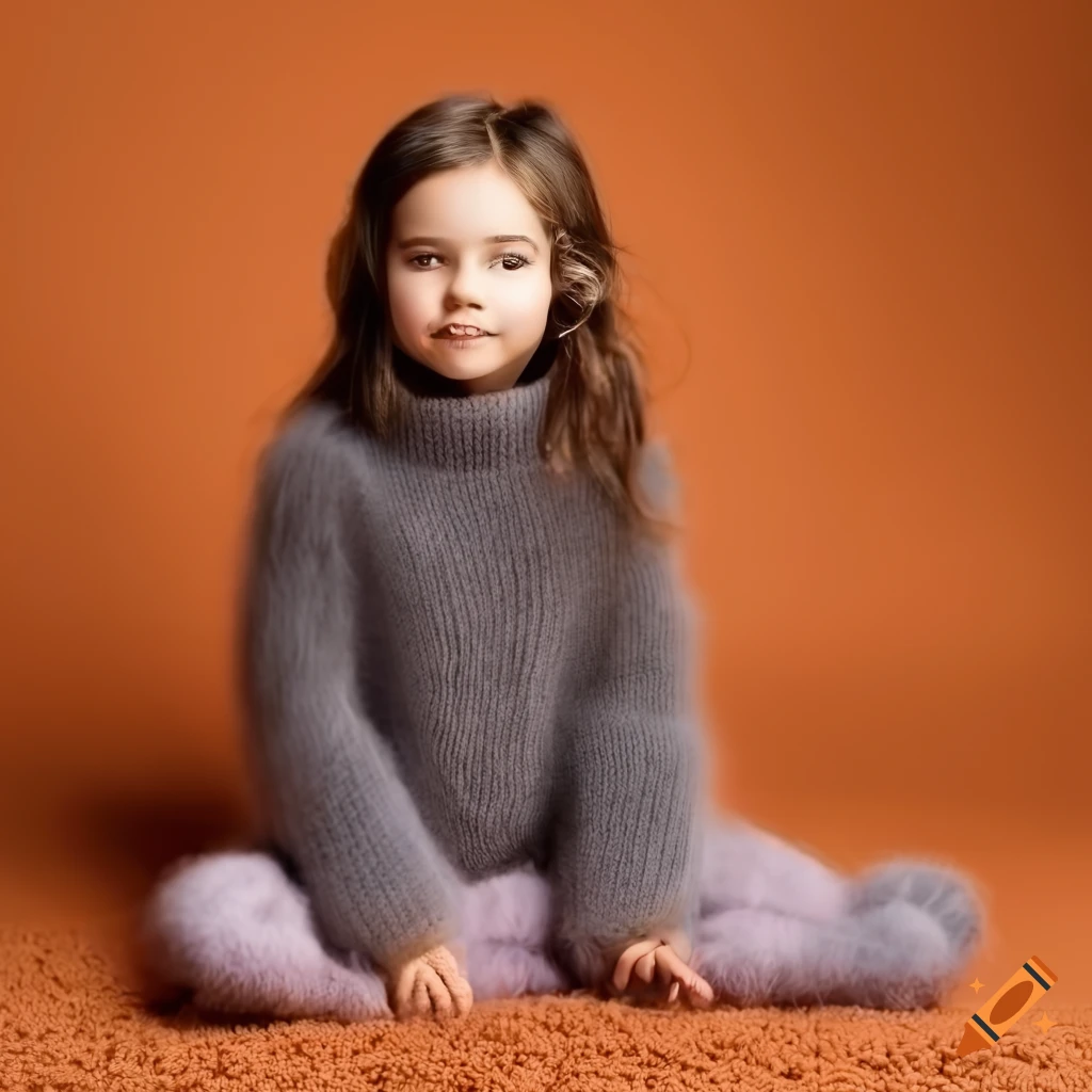 Fashion photo of a girl in a knitted sweater on Craiyon