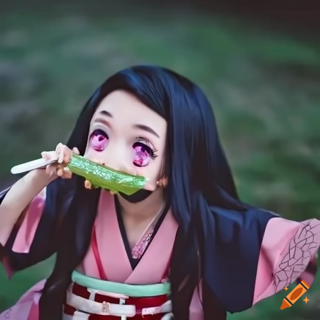 Nezuko eating a tako in demon slayer on Craiyon