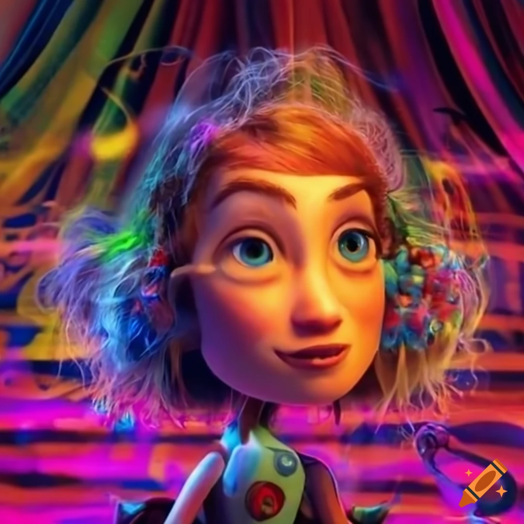 Pixar-style movie poster featuring hippies at a music festival on Craiyon