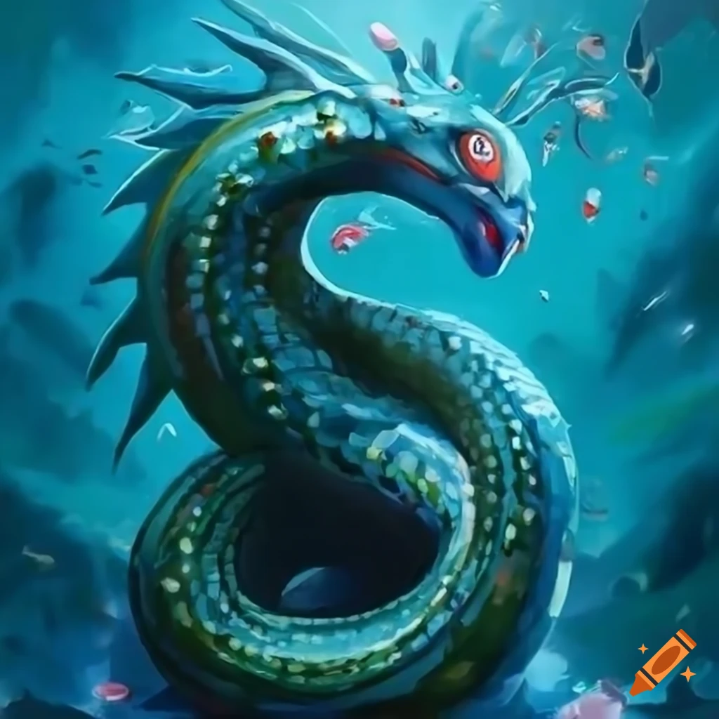 Oil painting of an elegant aquatic mythical creature on Craiyon