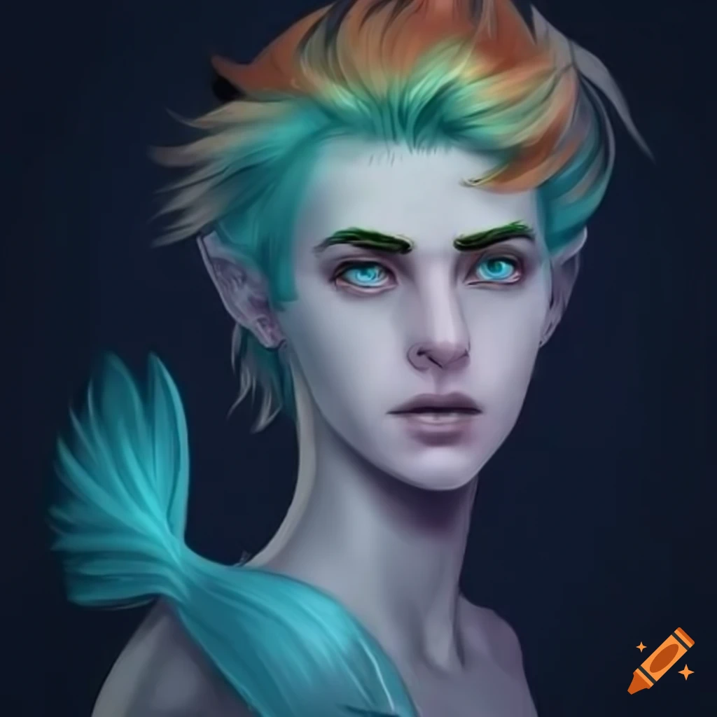 Reference sheet of a black-tailed merman on Craiyon