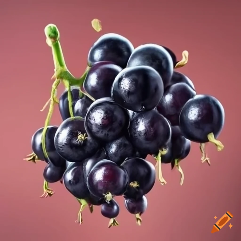 Hyper-realistic artwork of a blackcurrant on Craiyon