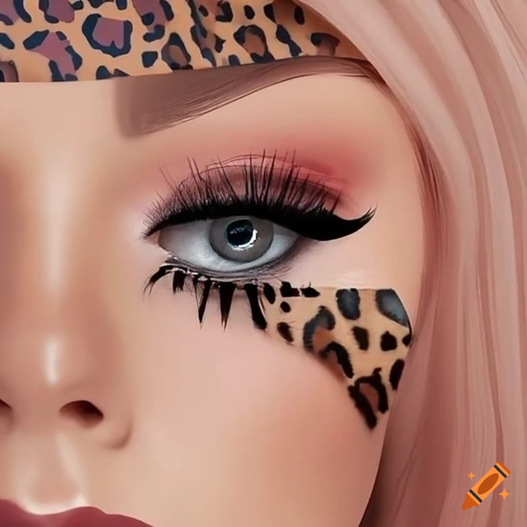 Leopard print with accent lashes for a lash salon blog on Craiyon