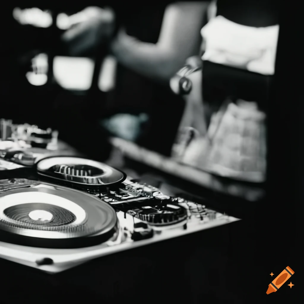 Vintage dj decks poster in a restaurant on Craiyon