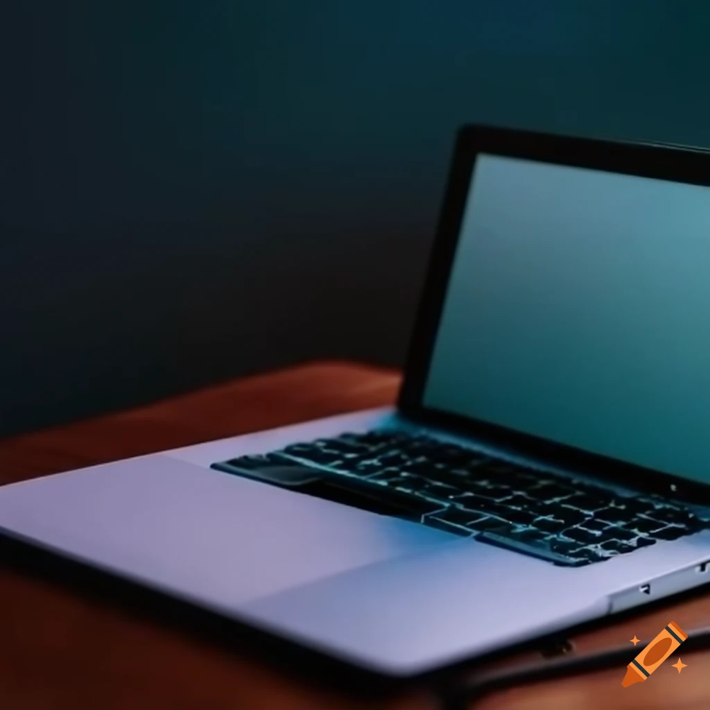 Work desk with laptop on Craiyon