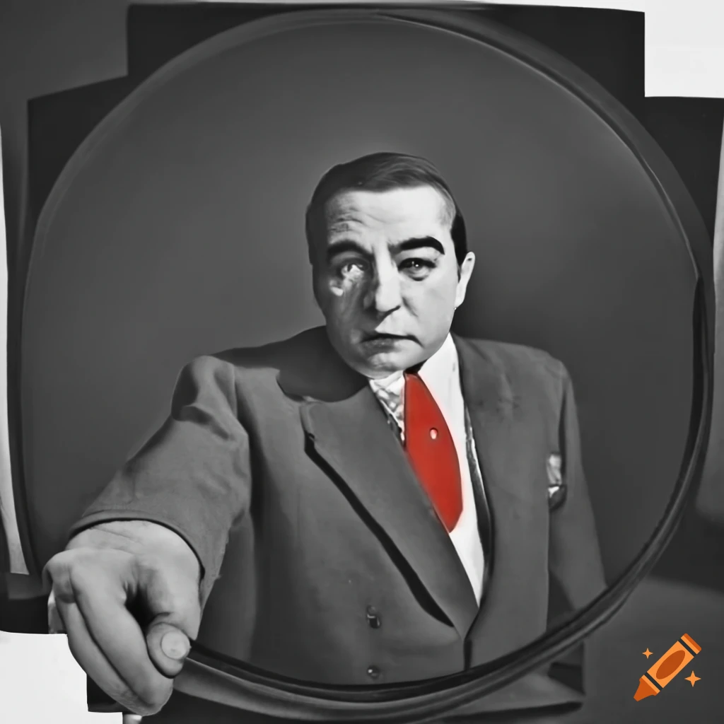 Vintage black and white photo of a mafia man holding a gun