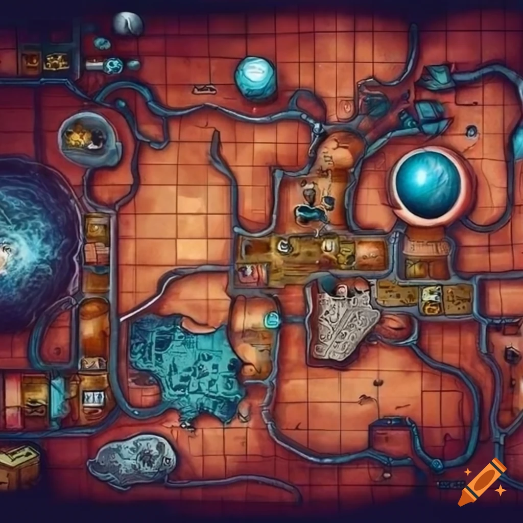 Board game map with space aliens on Craiyon