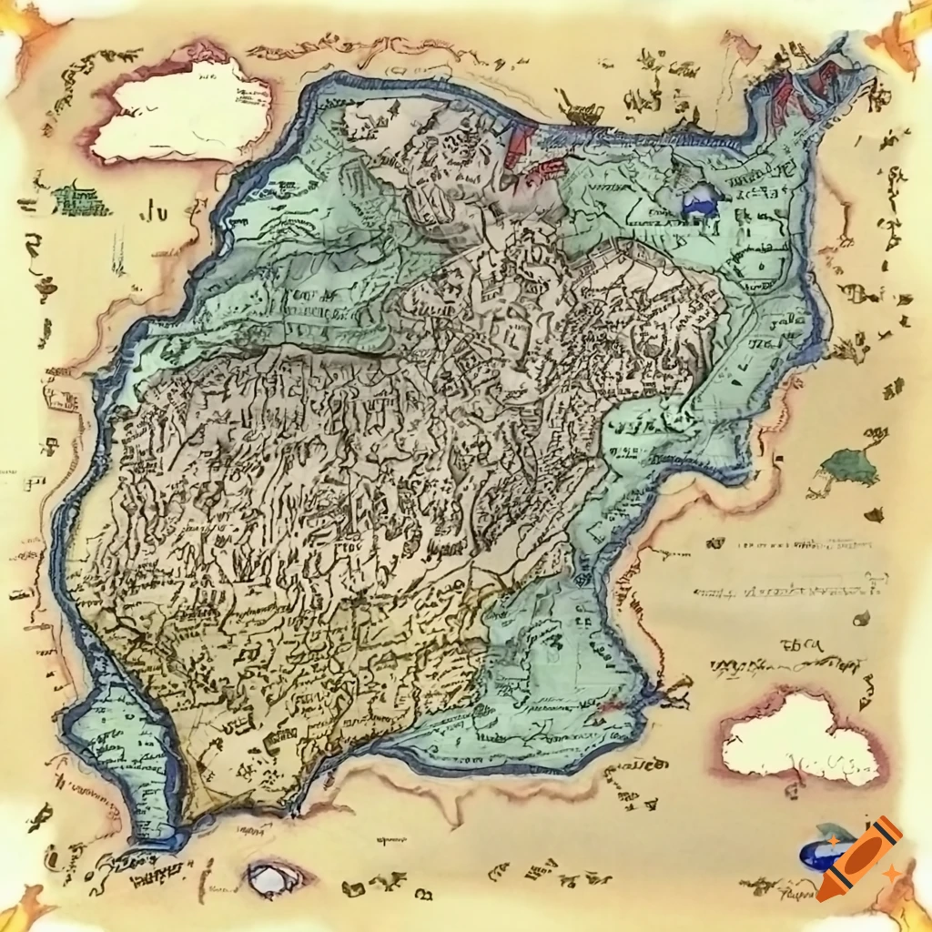 Vintage hand-drawn map on Craiyon