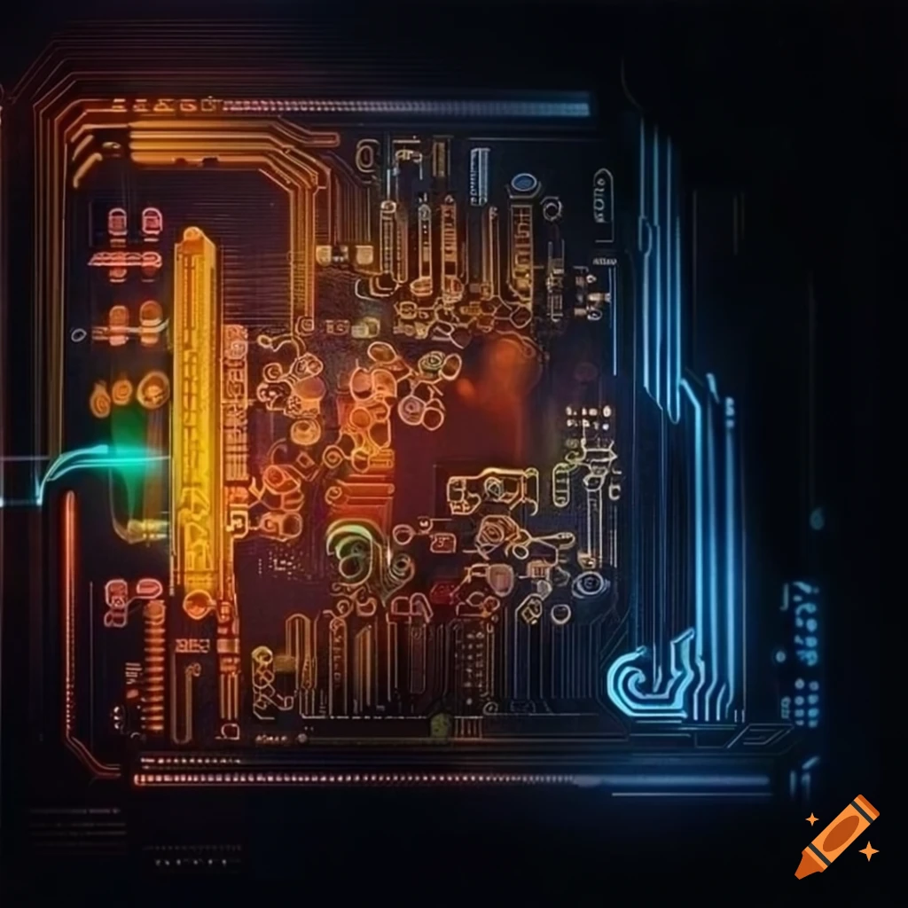 Hyper-realistic artwork of a PCB on Craiyon