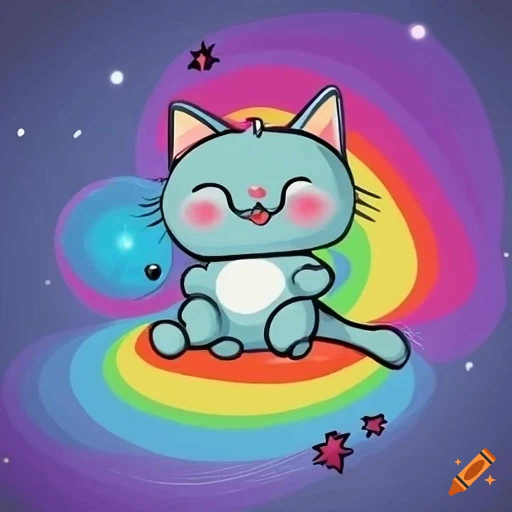 Cartoon kitten in wizard outfit casting spells in magical forest on Craiyon