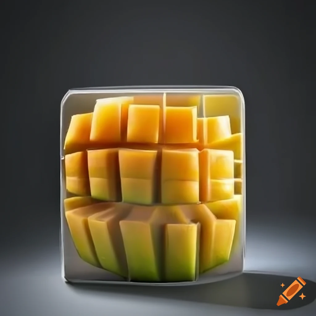 Cube-shaped uncut mango